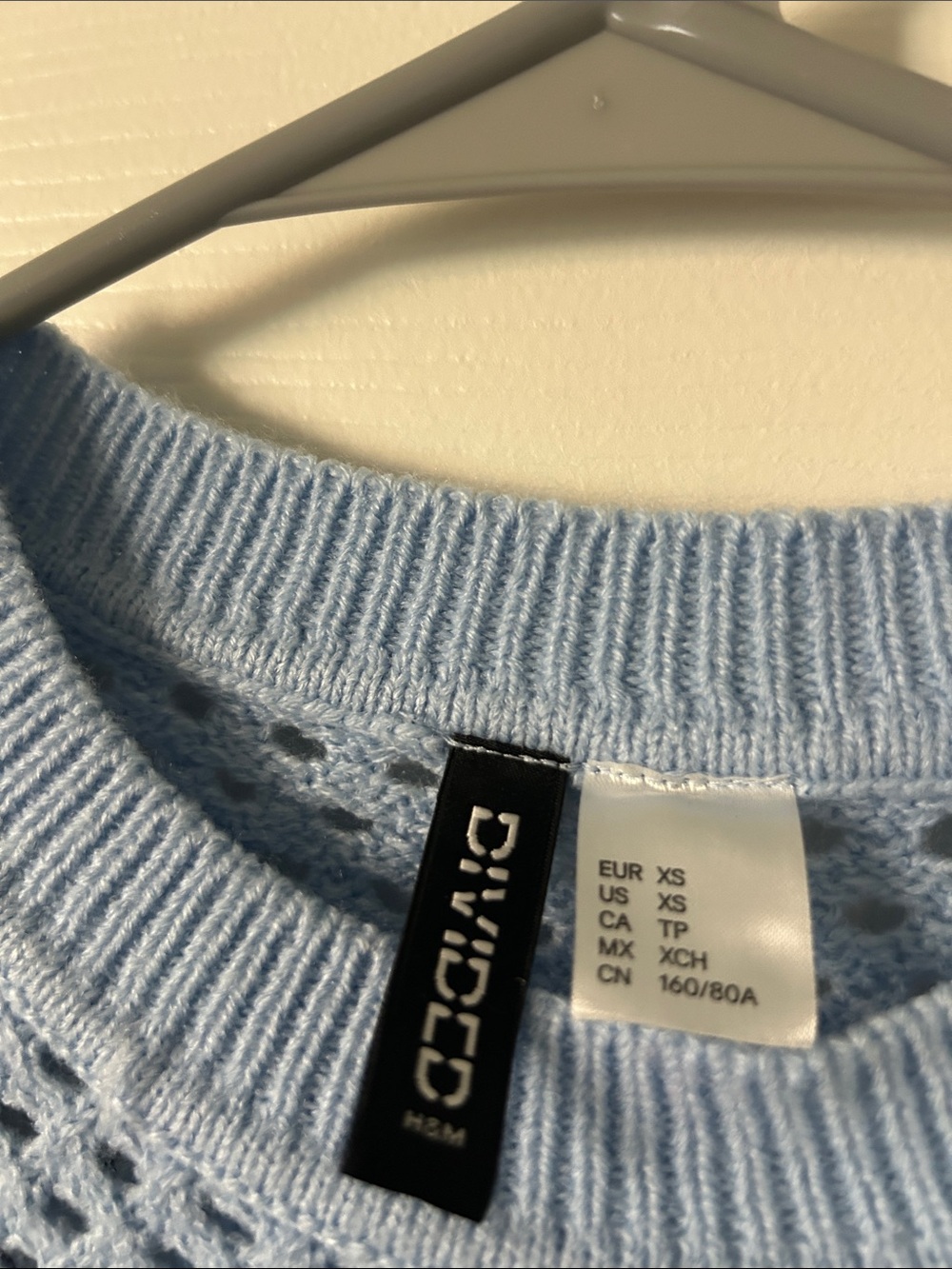 H&M | Tops | Hm Divided Pale Blue Open Knit Short Sleeve Top | Poshmark